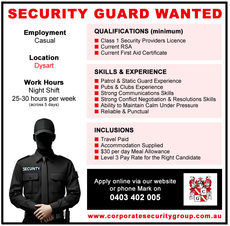 Are you a security specialist living in the Wide Bay region?